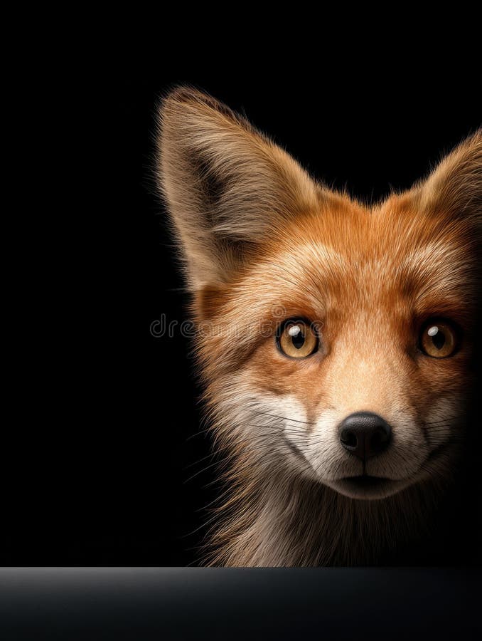 Friendly Fox Peering from Shadows with Captivating Eyes in a Dark ...