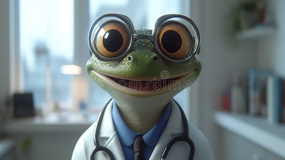 Friendly Frog Doctor in a Medical Setting Stock Illustration ...