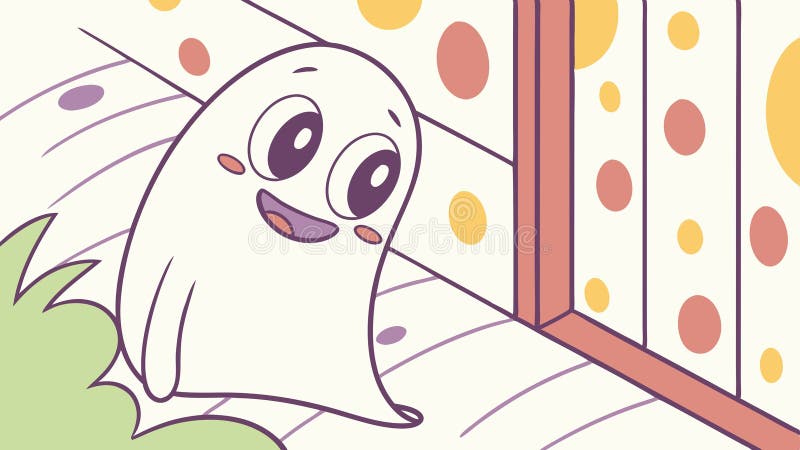Friendly Ghost Peeking, Whimsical Character Design, Vector Design ...