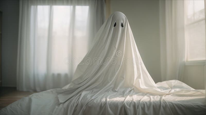 A Friendly Ghost with a White Sheet Stock Illustration - Illustration ...