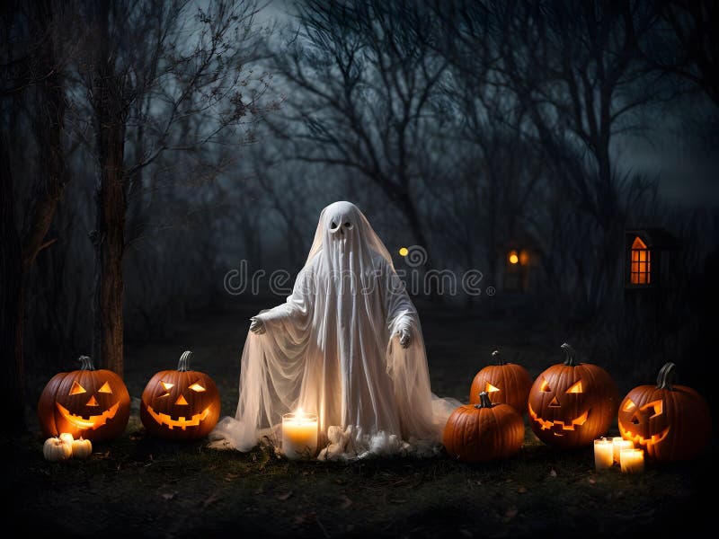 Friendly Ghosts in a Halloween Style Stock Illustration - Illustration ...