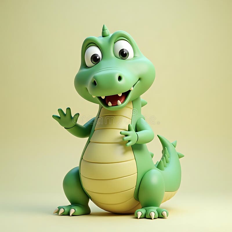 Friendly Green Dragon: a Cheerful 3D Cartoon Character Stock Photo ...