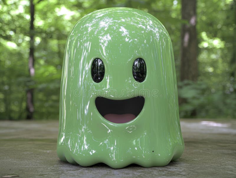 Friendly Green Ghost in the Forest Stock Illustration - Illustration of ...