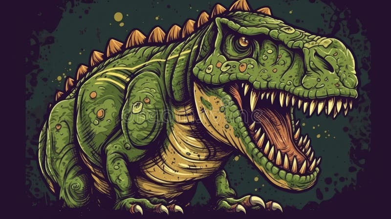 Friendly Green T-Rex Cartoon for Kids Invitations and Decor. Stock ...