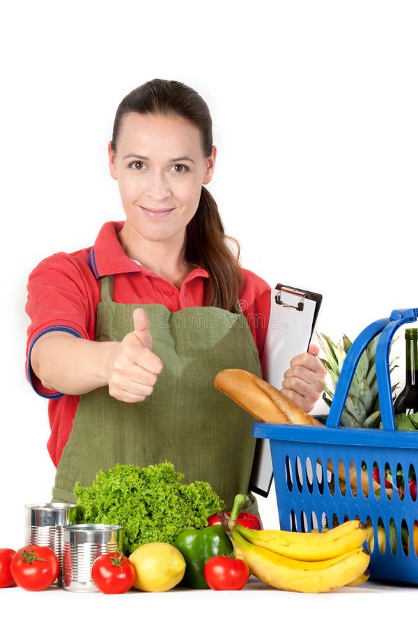 Friendly Grocery Store Assistant Stock Image - Image of checkout ...