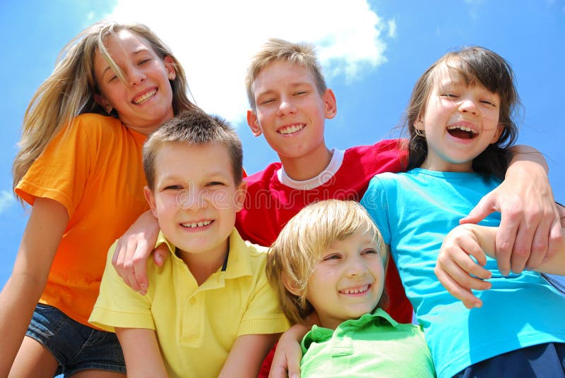 Friendly group of children stock photo. Image of loving - 3013378