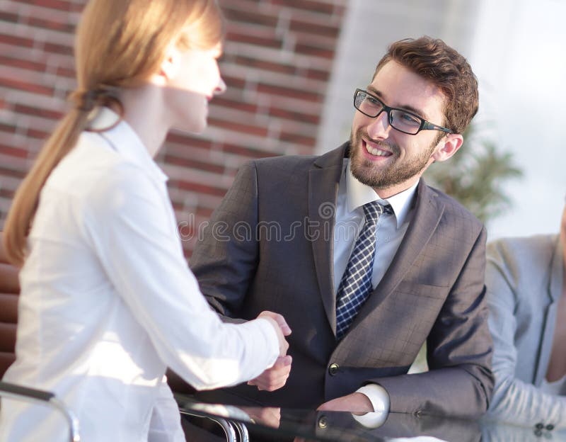 Friendly Handshake between Colleagues in the Office Stock Image - Image ...