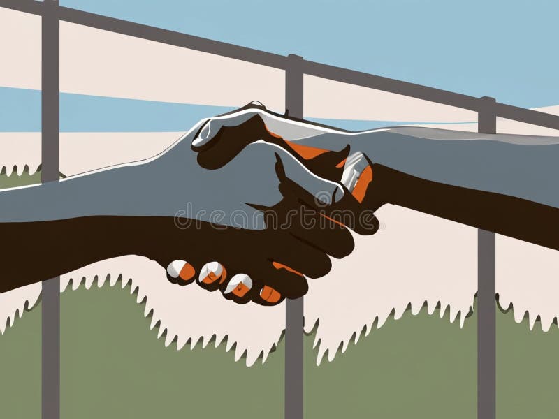 Friendly Handshake between Two People Cooperating Stock Illustration ...