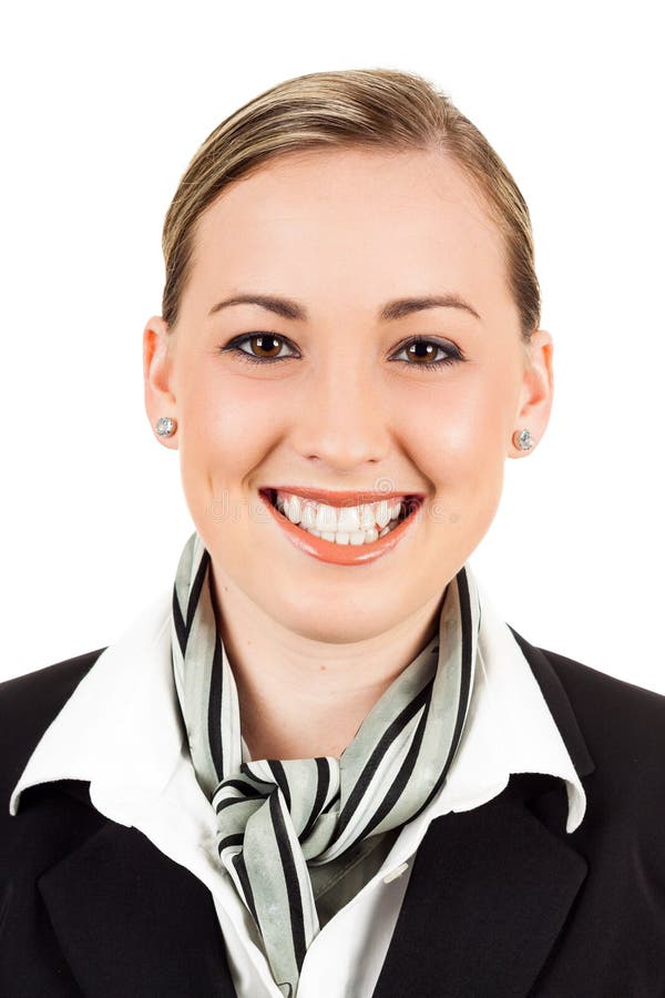 Friendly happy air hostess stock photo. Image of confident - 26929428