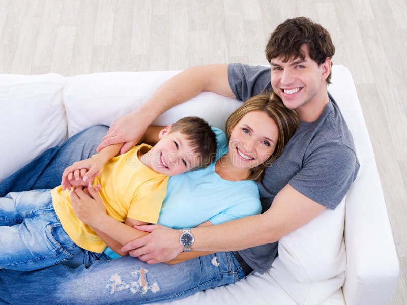 Friendly Happy Family - High Angle Stock Image - Image of people ...
