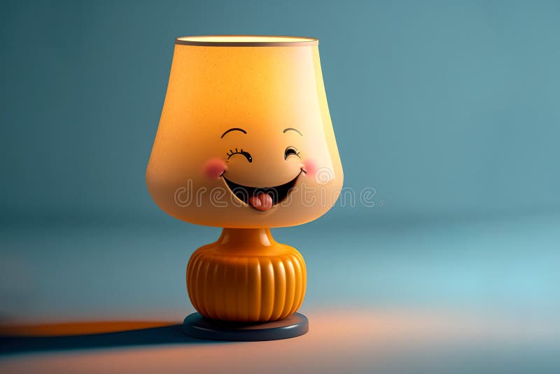 Friendly Happy Lamp Cartoon Character, Generative AI Stock Illustration ...