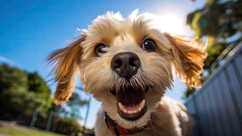Friendly happy small dog stock illustration. Illustration of excited ...