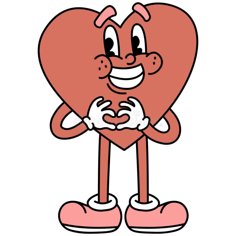 Friendly Heart-boy in Groovy Style. Heart with Hands Heart Form Stock ...