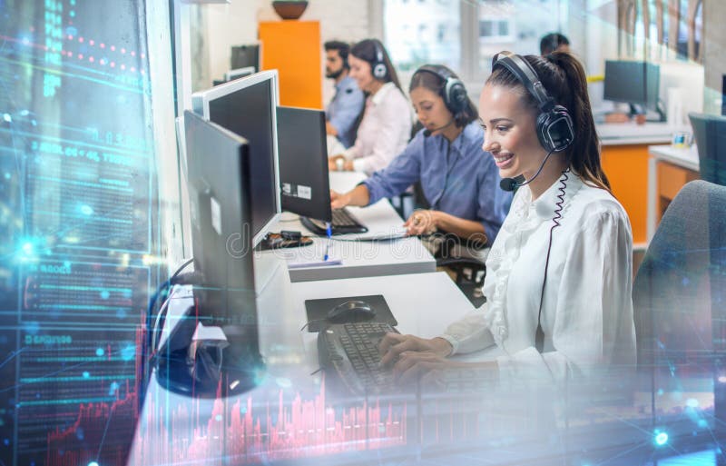 Friendly Helpline Operators Working in Call Center. Business ...