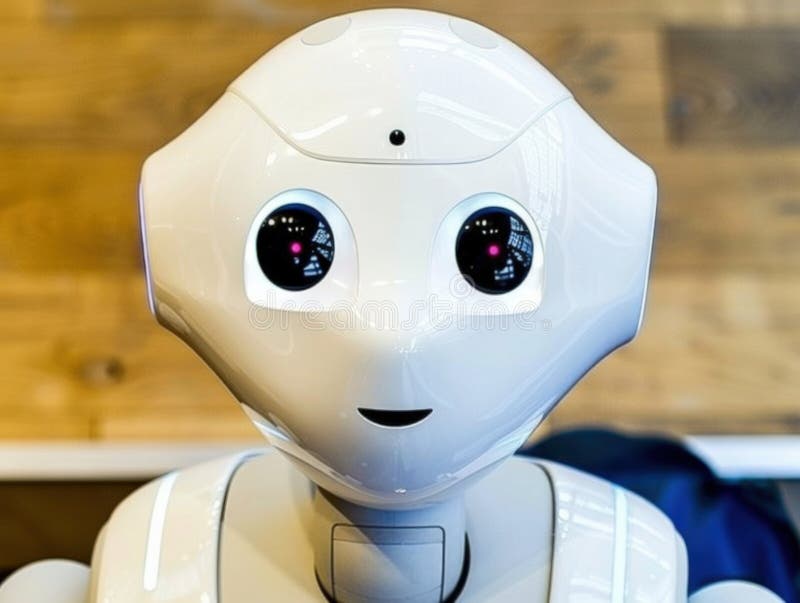 Friendly Humanoid Robot with Big Eyes Stock Photo - Image of robotic ...