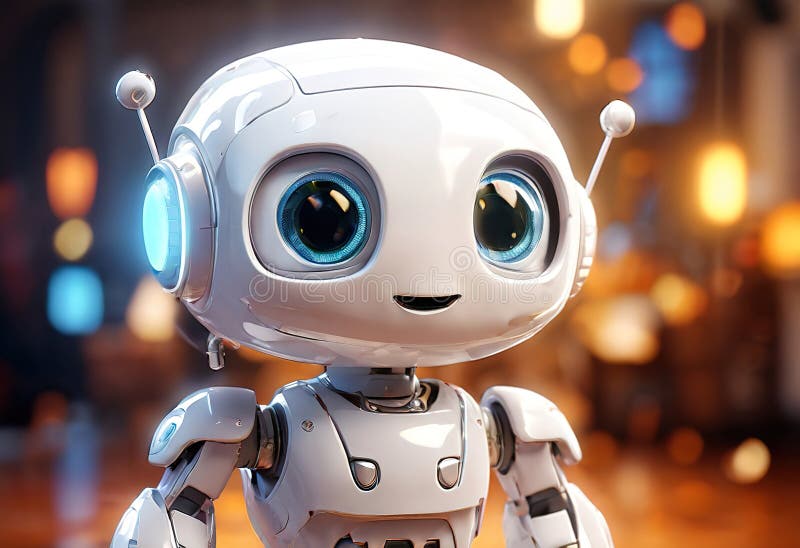 Friendly Humanoid Robot with Large Expressive Eyes in a Modern Tech ...