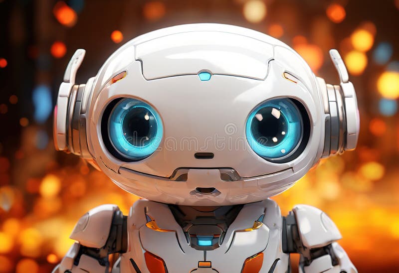 Friendly Humanoid Robot with Large Expressive Eyes in a Modern Tech ...