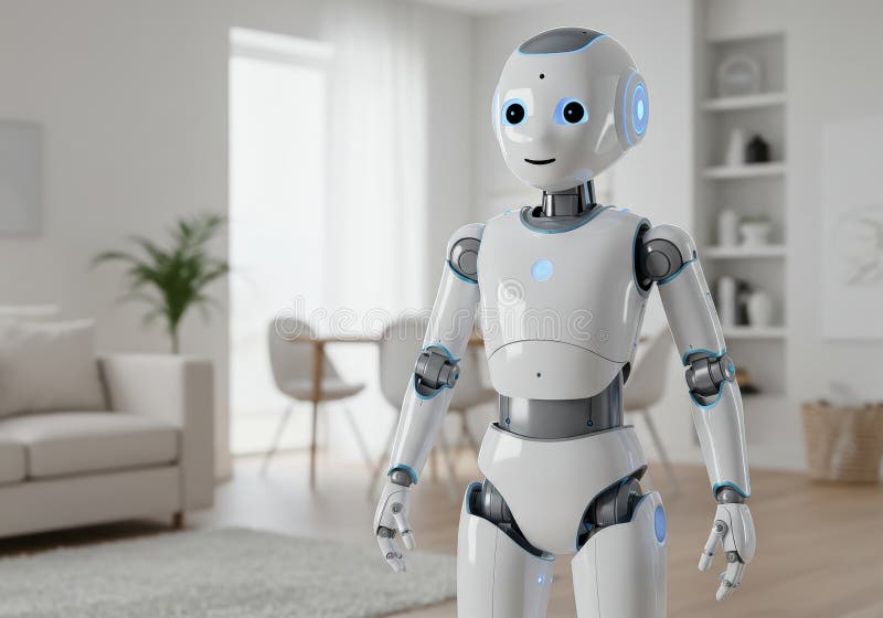 Friendly Humanoid Robot Modern Living Room Setting Stock Photos - Free ...