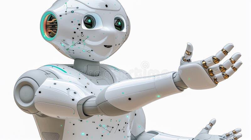 Friendly Humanoid Robot with Open Arms Gesture Stock Illustration ... Friendly Humanoid Robot with Open Arms Gesture Stock Illustration ...