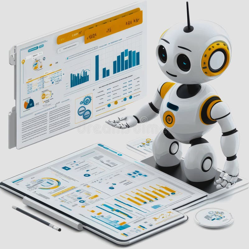 Friendly Humanoid Robot with Interactive Data Presentation on Tablet ...