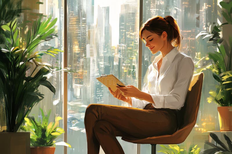 Friendly Interviewer in Office Stock Illustration - Illustration of ...