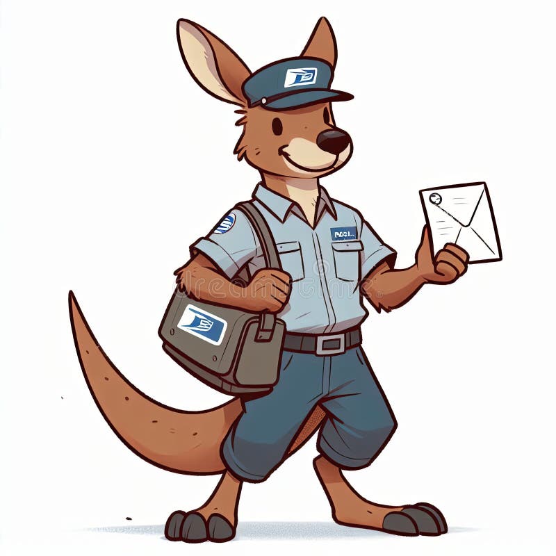 Friendly Kangaroo Postman Delivering Mail Stock Illustrations – 11 ...
