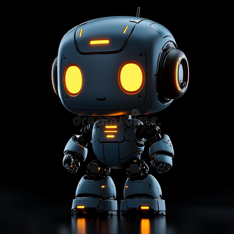 Friendly Kawaii Bot with a Glowing Smiling Face on the Screen Stock ...