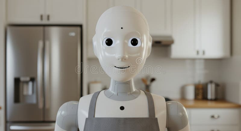 Friendly Kitchen Robot Assistant Modern Home Setting Stock Photos ...