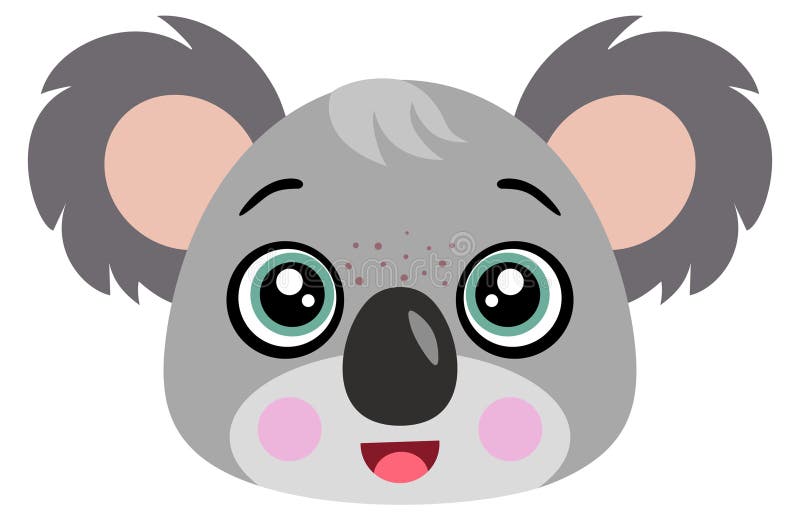 Friendly Koala Face Isolated on White Stock Vector - Illustration of ...
