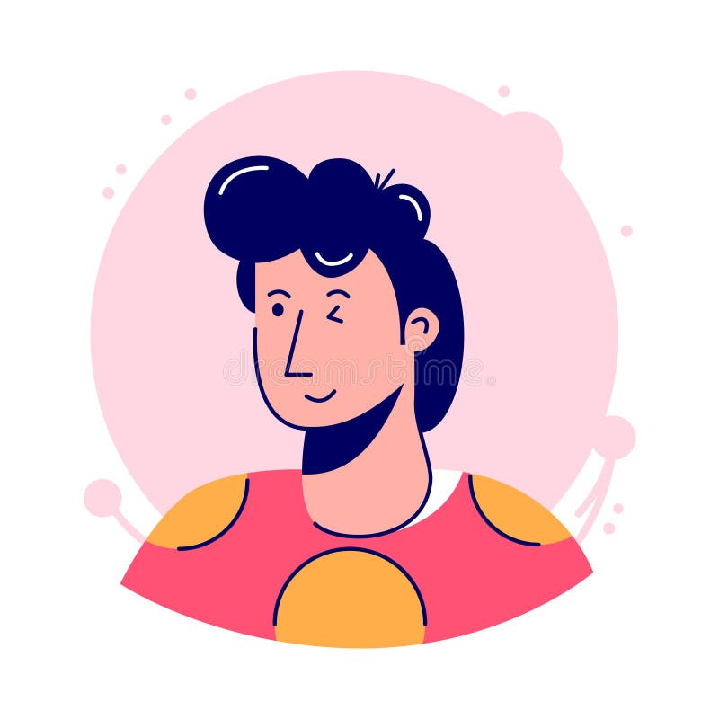 Friendly Male Character Portrait with Winking Eye Stock Vector ...