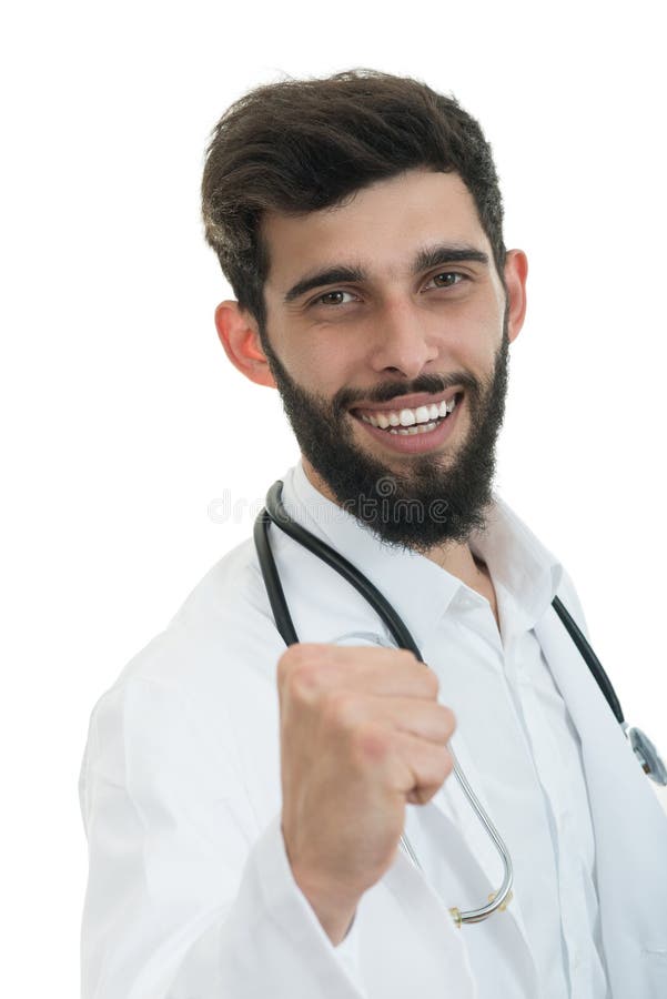 Friendly Male Doctor with Open Hand Ready for Shaking Stock Image ...