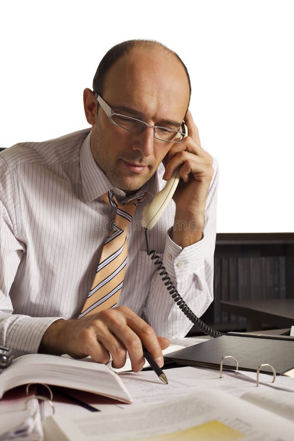 Friendly Male Professional on Phone Stock Image - Image of indoor ...