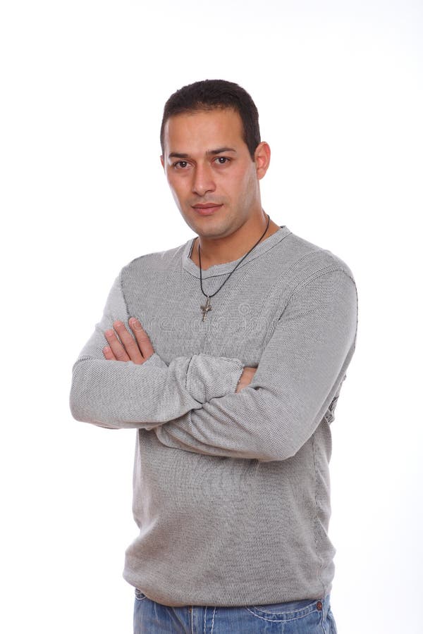 Friendly Man with Arms Crossed Stock Image - Image of face, cheerful ...