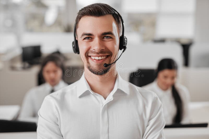 Happy Support Agent in Office Stock Image - Image of company, career ...