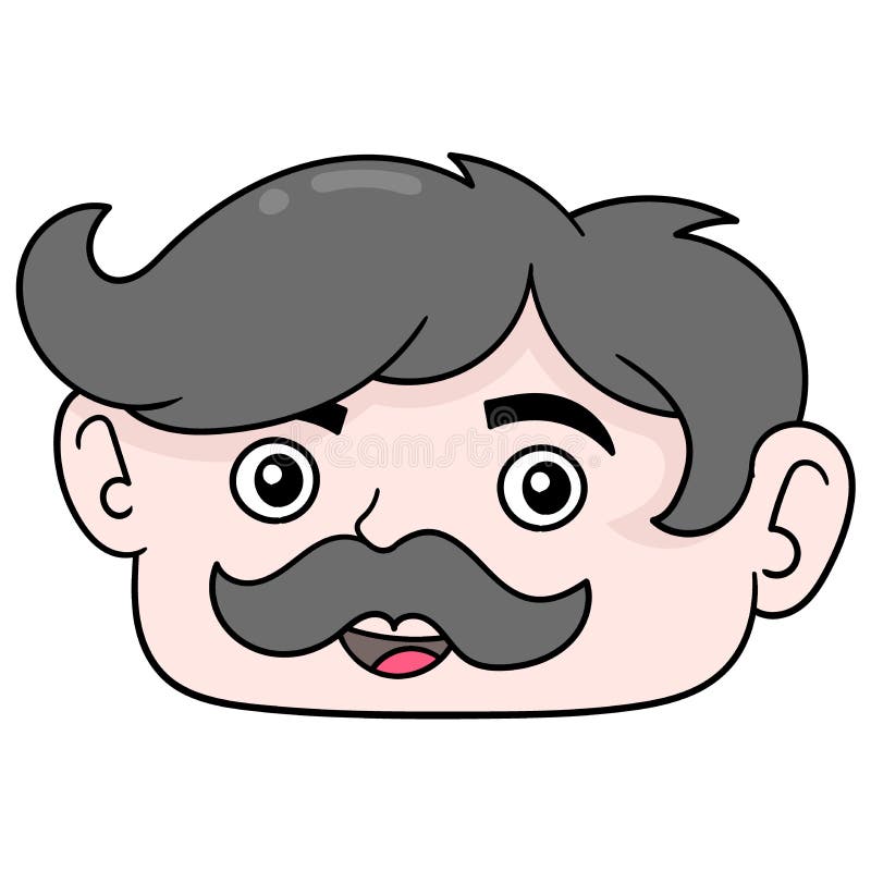 Friendly Man with Thick Mustache, Doodle Icon Drawing Stock Vector ...