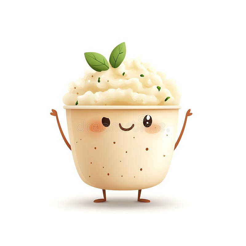 Friendly Mashed Potato Cup with Arms and Face Stock Illustration ...