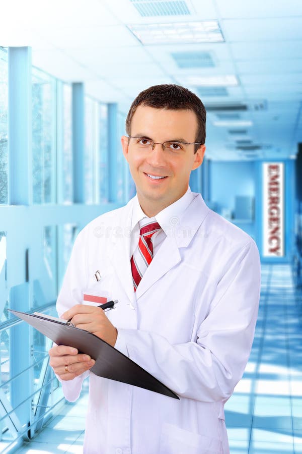 Friendly Medical Doctor Stand in Hospital. Stock Image - Image of ...