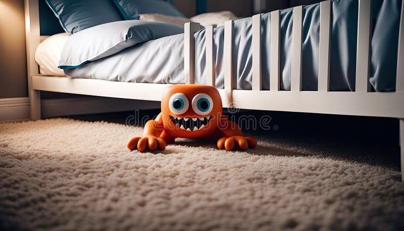 Friendly Monster Crawling Out from Under the Bed Stock Illustration ...
