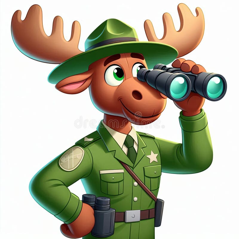Friendly Moose in Park Ranger Uniform Stock Illustration - Illustration ...