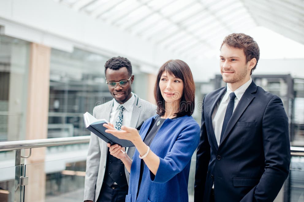 Multinational, Business Team Having Discussion on Note in Office Stock ...
