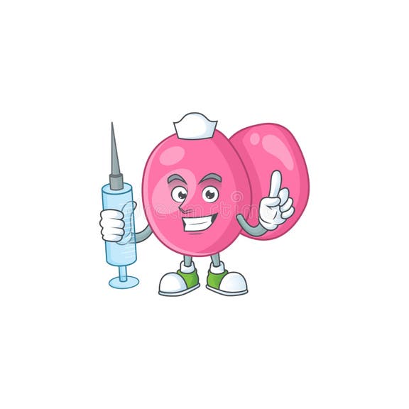 Friendly Nurse Streptococcus Pyogenes Mascot Design Style Using Syringe ...