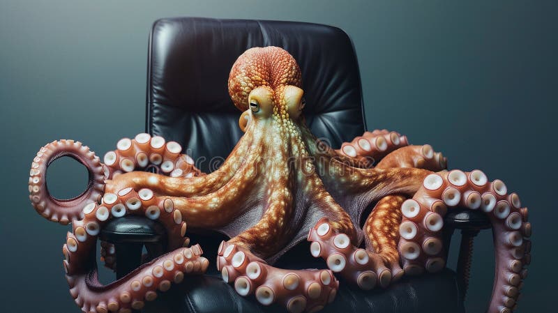 Friendly Octopus in an Office Chair Orchestrating a Tight Schedule with ...