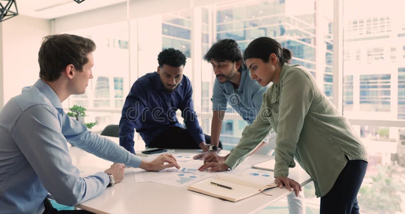 Business Team Discussing Process Flowchart, Collaboration in Modern ...