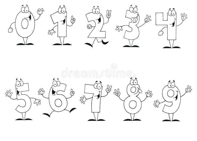 Funny Numbers Cartoon Characters Stock Vector - Illustration of four ...