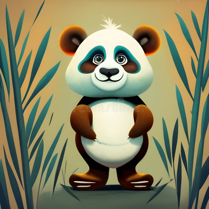 Friendly Panda Mascot Character in Cartoon Style Stock Illustration ...