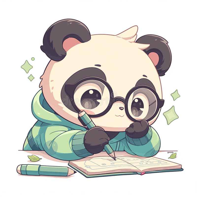 A Friendly Panda Writer Cartoon Style Stock Vector - Illustration of ...