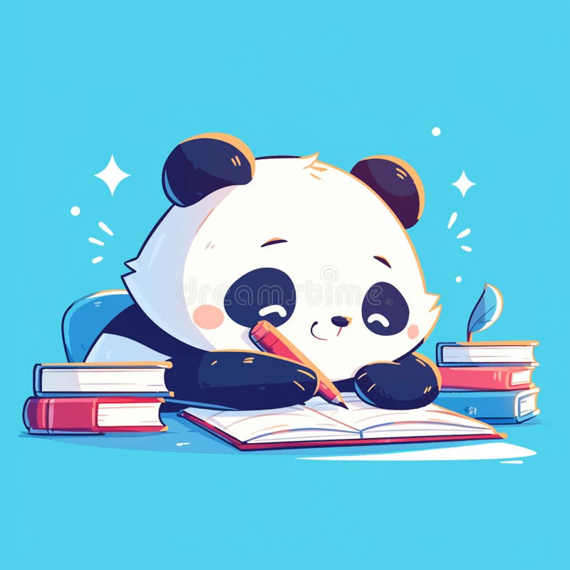 A Friendly Panda Writer Cartoon Style Stock Vector - Illustration of ...