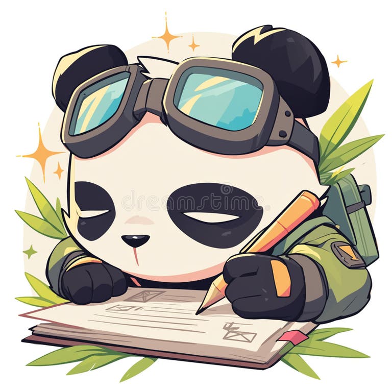 A Friendly Panda Writer Cartoon Style Stock Vector - Illustration of ...