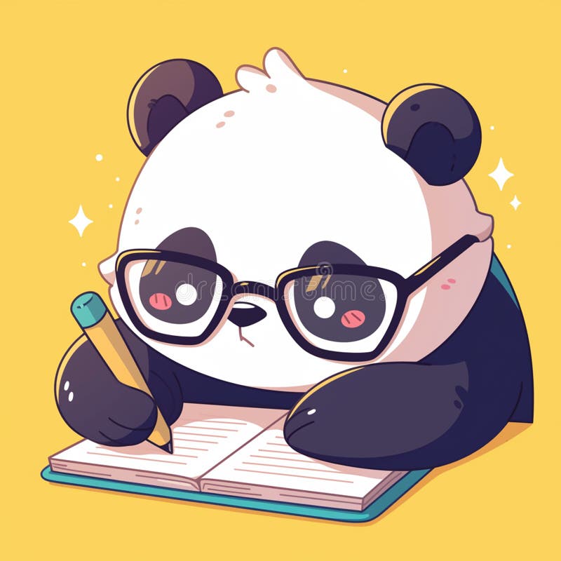 A Friendly Panda Writer Cartoon Style Stock Vector - Illustration of ...