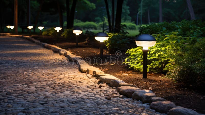 Friendly pathway lights stock illustration. Illustration of generated ...